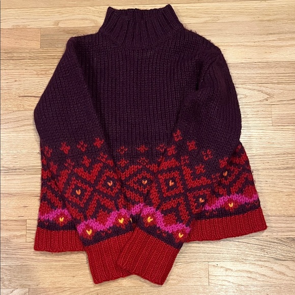 Express | Sweaters | Vintage Express Red And Purple Patterned Sweater ...